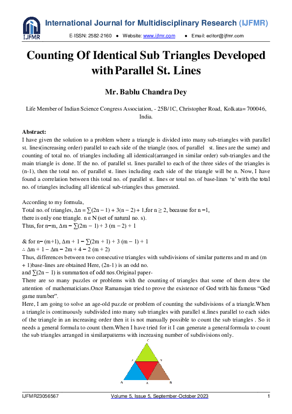 (PDF) Counting of Identical Sub Triangles Developed with Parallel St.lines