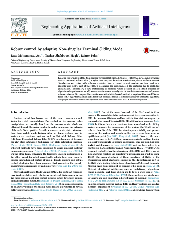 (PDF) Robust control by adaptive Non-singular Terminal Sliding Mode