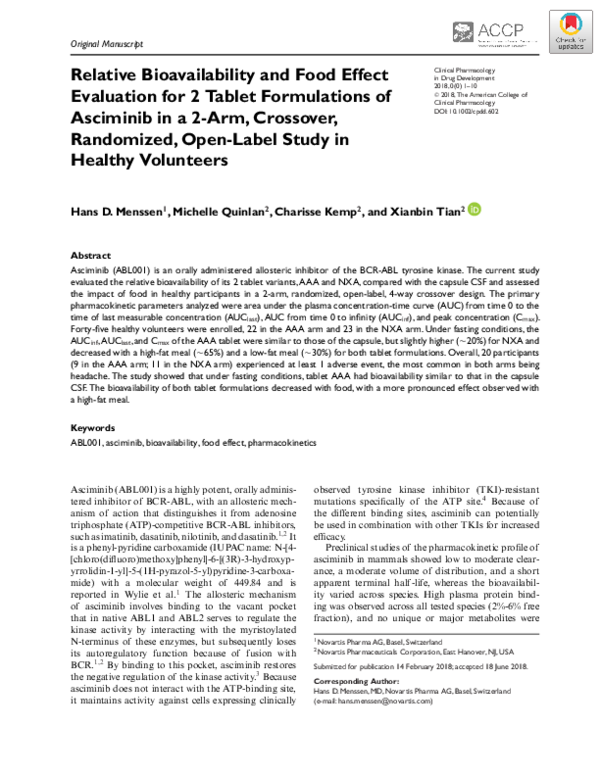(PDF) Relative Bioavailability and Food Effect Evaluation for 2 Tablet ...