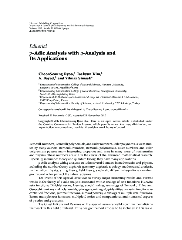 Pdf P Adic Analysis With Q Analysis And Its Applications