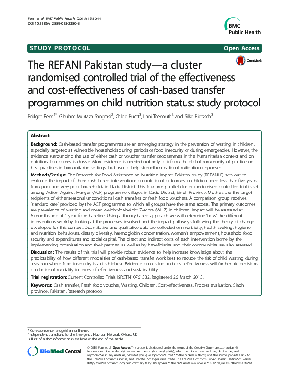 (PDF) The REFANI Pakistan study—a cluster randomised controlled trial ...