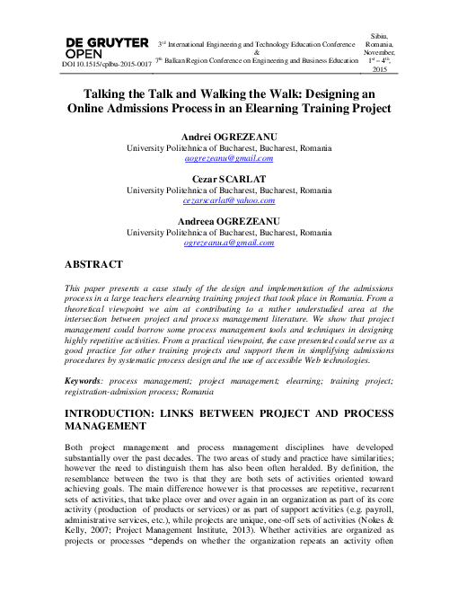 (PDF) Talking the Talk and Walking the Walk: Designing an Online Admissions Process in an ...