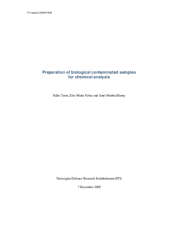 (PDF) Preparation of biological contaminated samples for chemical analysis