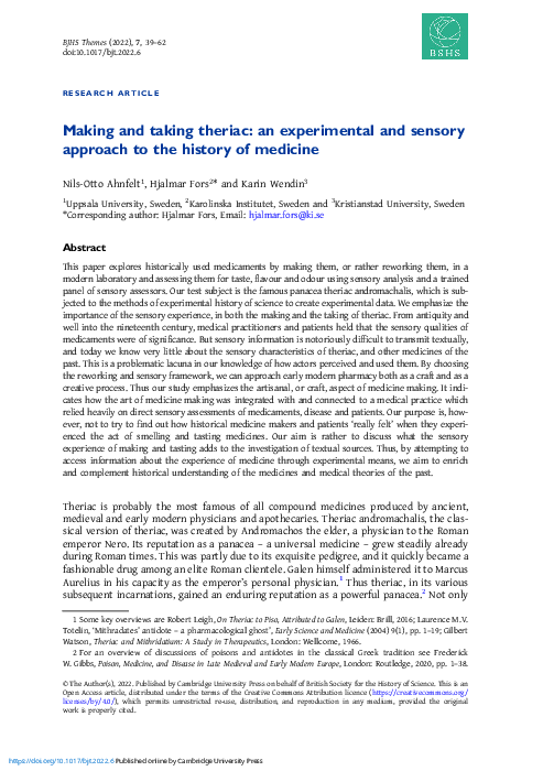 (PDF) Making and taking theriac: an experimental and sensory approach ...