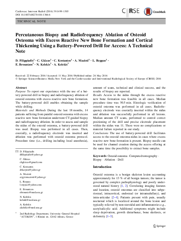 (PDF) Percutaneous Biopsy and Radiofrequency Ablation of Osteoid ...