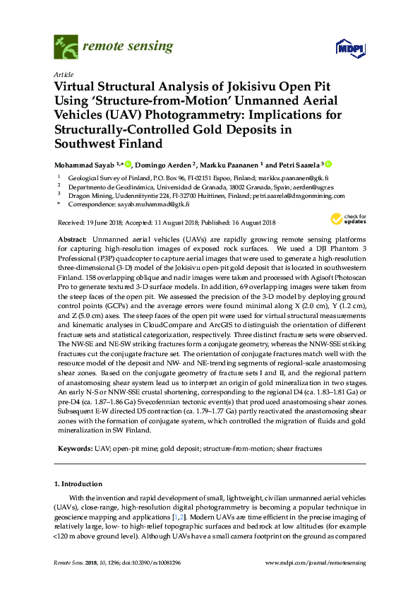 (PDF) Virtual Structural Analysis of Jokisivu Open Pit Using ‘Structure ...
