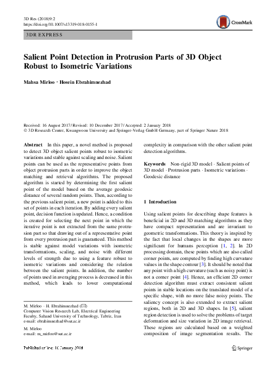 (PDF) Salient Point Detection in Protrusion Parts of 3D Object Robust to Isometric Variations