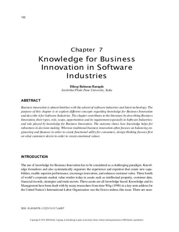(PDF) Knowledge for Business Innovation in Software Industries