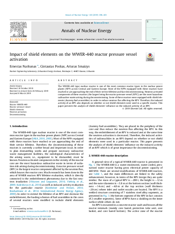 (PDF) Impact of shield elements on the WWER-440 reactor pressure vessel ...