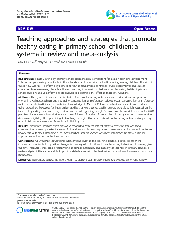 (PDF) Teaching approaches and strategies that promote healthy eating in ...