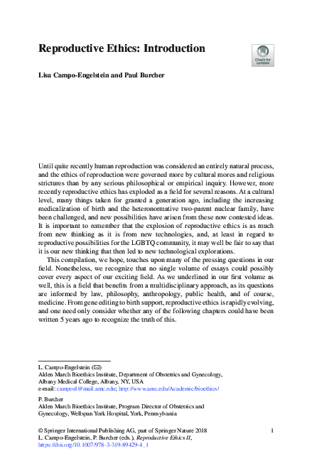 Reproductive Ethics: Introduction