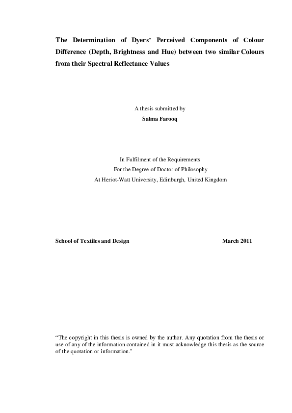 (PDF) Determination of dyers’ perceived components of colour difference ...