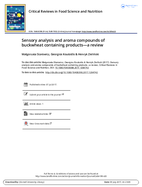 (PDF) Sensory analysis and aroma compounds of buckwheat containing ...