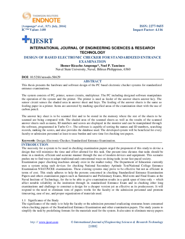 (PDF) Ijesrt International Journal of Engineering Sciences & Research ...
