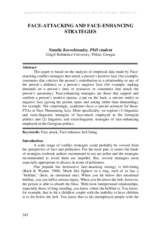 (PDF) Face-Attacking and Face-Enhancing Strategies