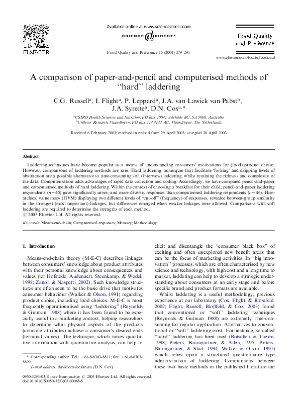 (PDF) A comparison of paper-and-pencil and computerised methods of ...