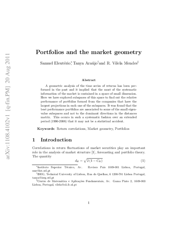 (PDF) Portfolios and the market geometry