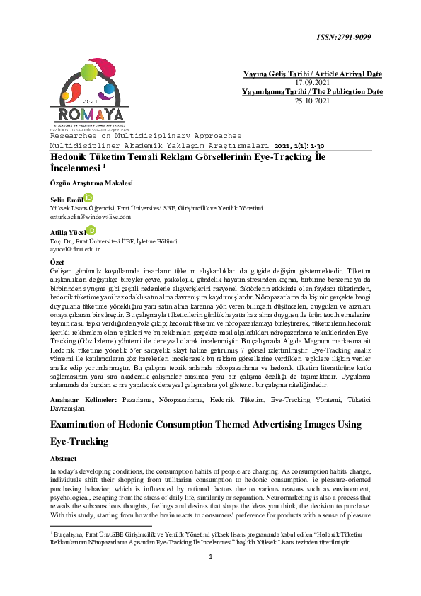 (PDF) Hedonik Tüketim Temali Reklam Görsellerinin Eye-Tracking İle ...