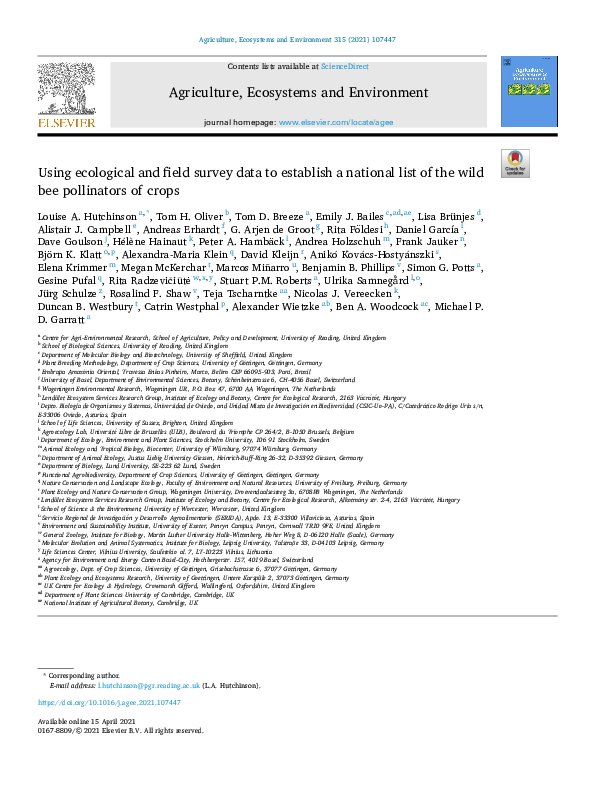 (PDF) Using ecological and field survey data to establish a national ...