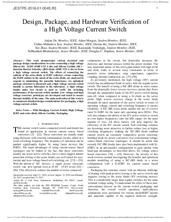 (PDF) Design, Package, and Hardware Verification of a High-Voltage Current Switch