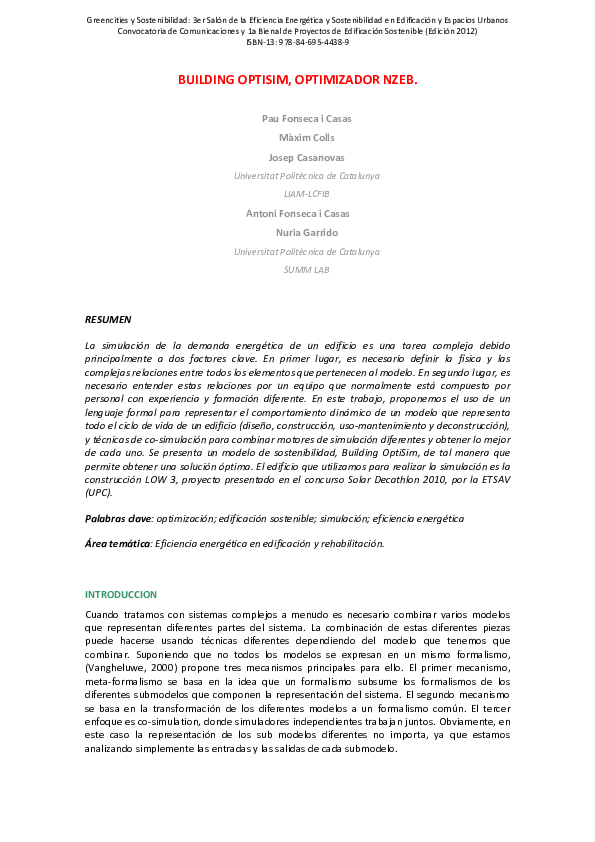 (PDF) Building optisim, optimizador NZEB