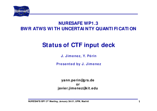 (PDF) Status of CT input deck | Yann Perin - Academia.edu