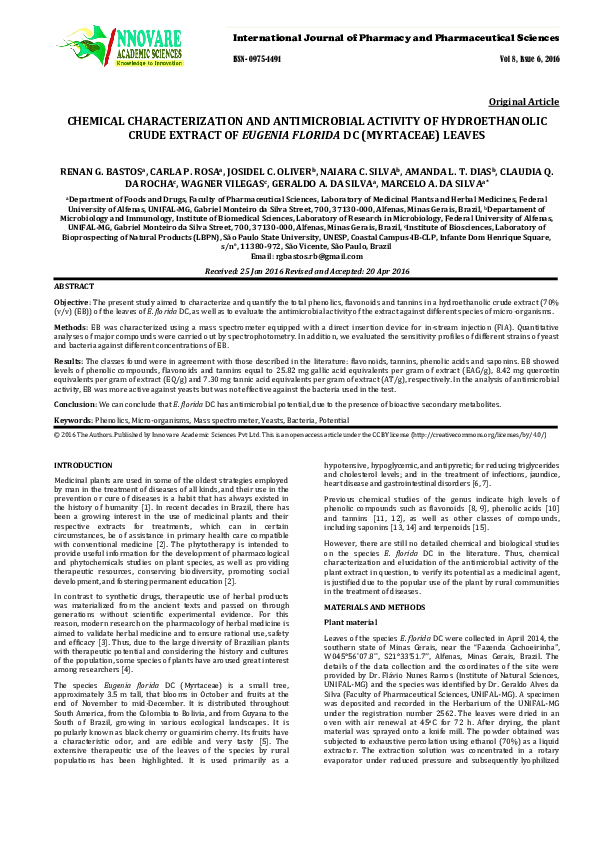 (PDF) CHEMICAL CHARACTERIZATION AND ANTIMICROBIAL ACTIVITY OF ...