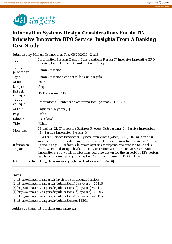 (PDF) Information Systems Design Considerations For An IT-Intensive Innovative BPO Service ...