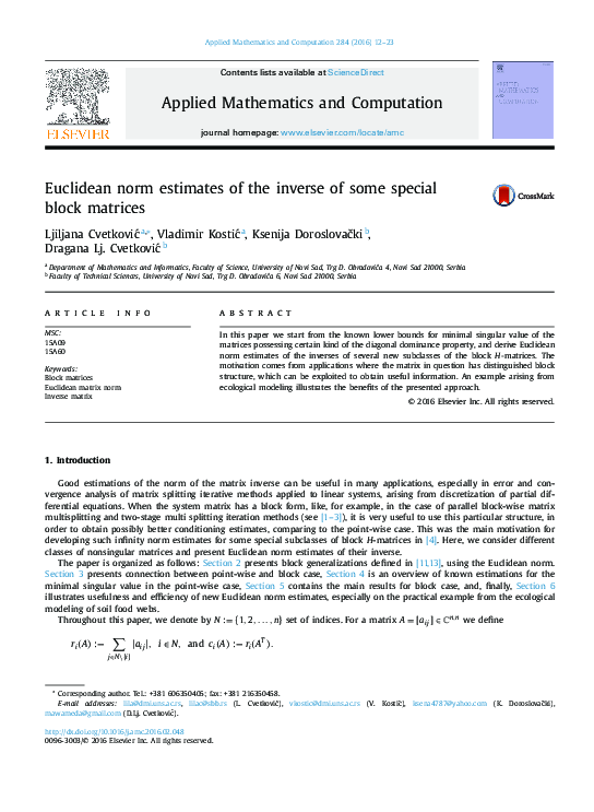 (PDF) Euclidean norm estimates of the inverse of some special block ...