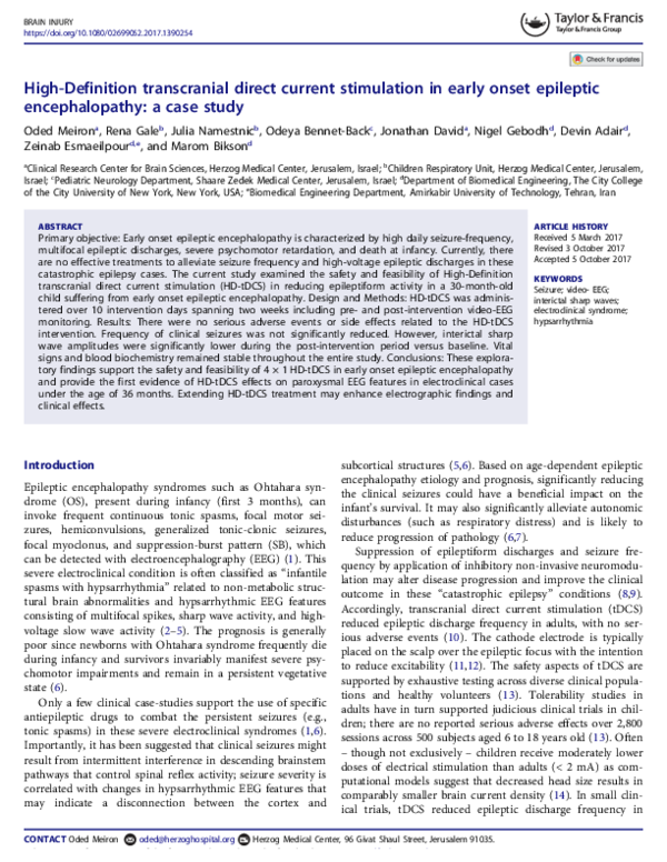 (PDF) High-Definition transcranial direct current stimulation in early onset epileptic ...