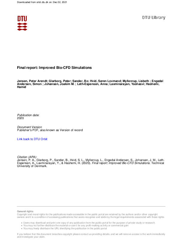 (PDF) Final report: Improved Bio-CFD Simulations | Søren Hvid - Academia.edu