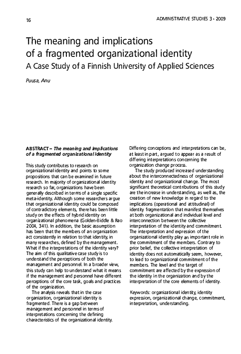 (PDF) The meaning and implications of a fragmented organizational ...
