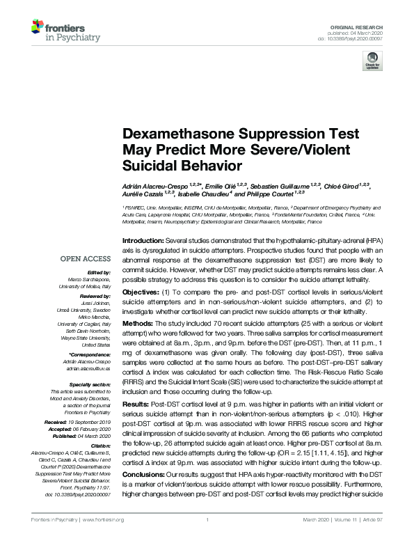 (PDF) Dexamethasone Suppression Test May Predict More Severe/Violent ...