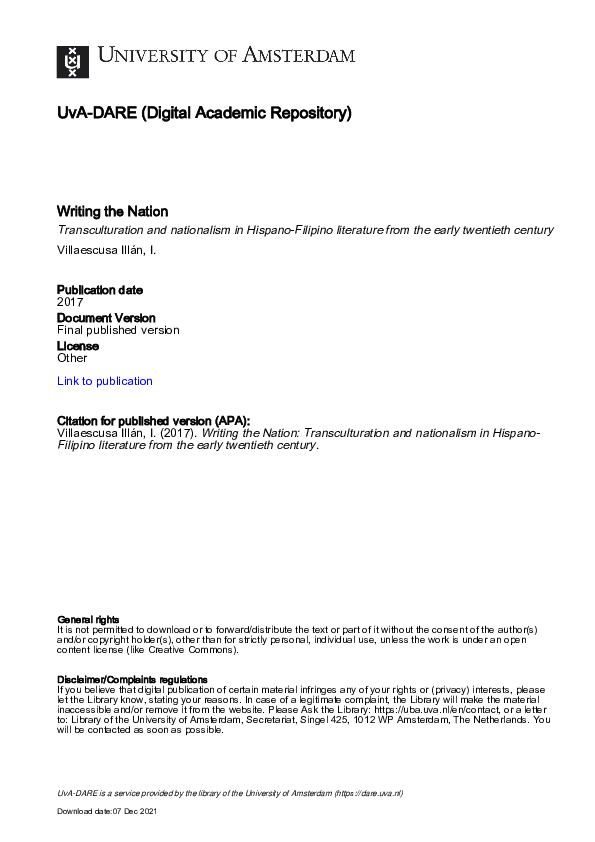 (PDF) Writing the Nation : Transculturation and nationalism in Hispano ...