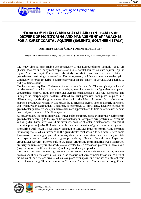 (PDF) Hydrocomplexity, and spatial and time scales as drivers of monitoring and management ...