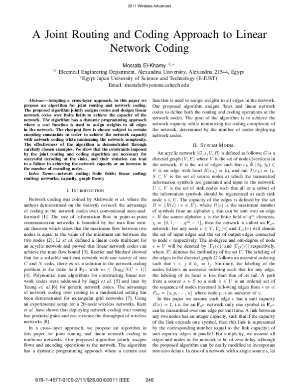 (PDF) A joint routing and coding approach to linear network coding
