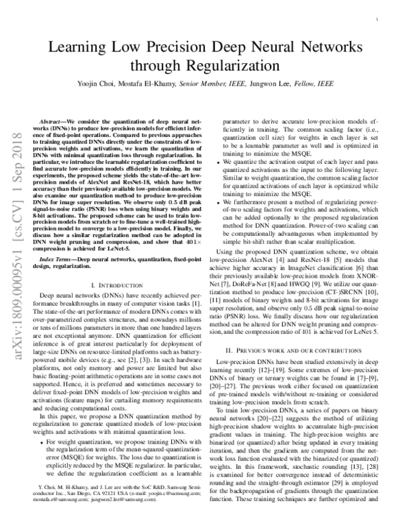 (PDF) Learning Low Precision Deep Neural Networks through Regularization