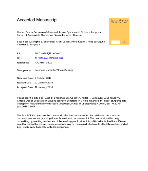 (PDF) Chronic Ocular Sequelae of Stevens-Johnson Syndrome in Children ...
