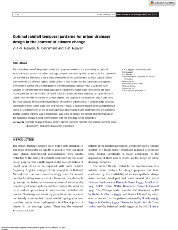 (PDF) Optimal rainfall temporal patterns for urban drainage design in ...