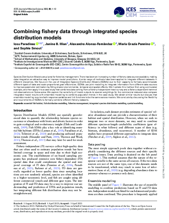 (PDF) Combining fishery data through integrated species distribution models