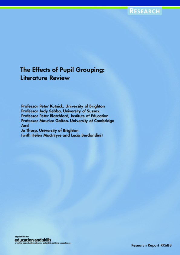 (PDF) The effects of pupil grouping : literature review