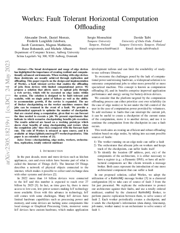 (PDF) Workrs: Fault Tolerant Horizontal Computation Offloading