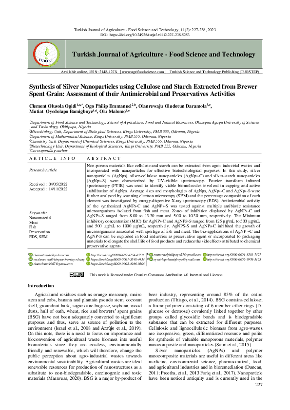 (PDF) Synthesis of Silver Nanoparticles using Cellulose and Starch ...
