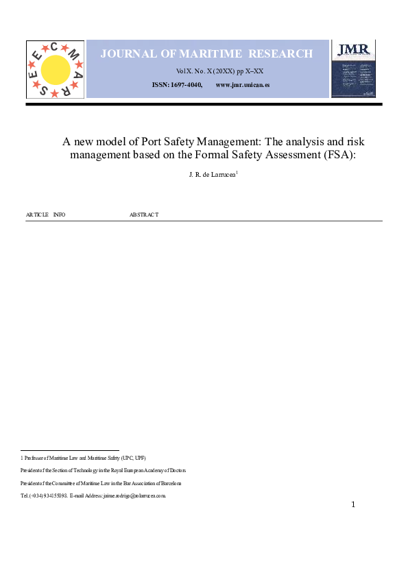 (PDF) A new model of Port Safety Management: The analysis and risk ...