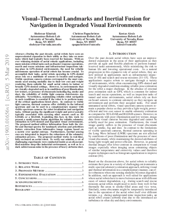 (PDF) Visual-Thermal Landmarks and Inertial Fusion for Navigation in Degraded Visual Environments