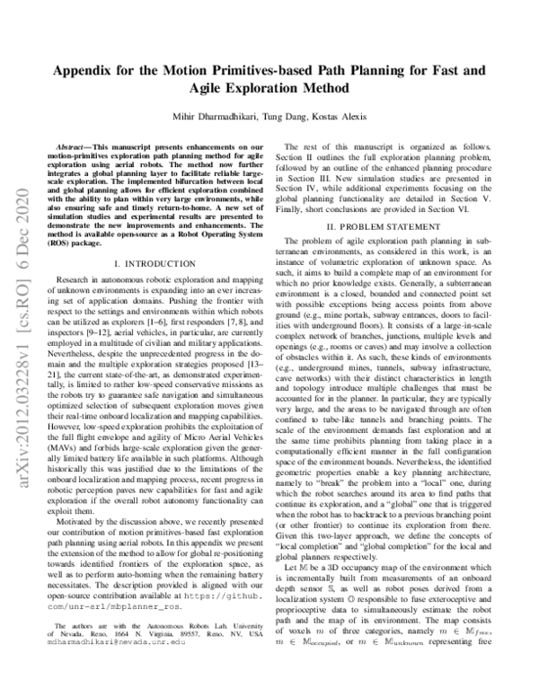 (PDF) Appendix for the Motion Primitives-based Path Planning for Fast and Agile Exploration Method