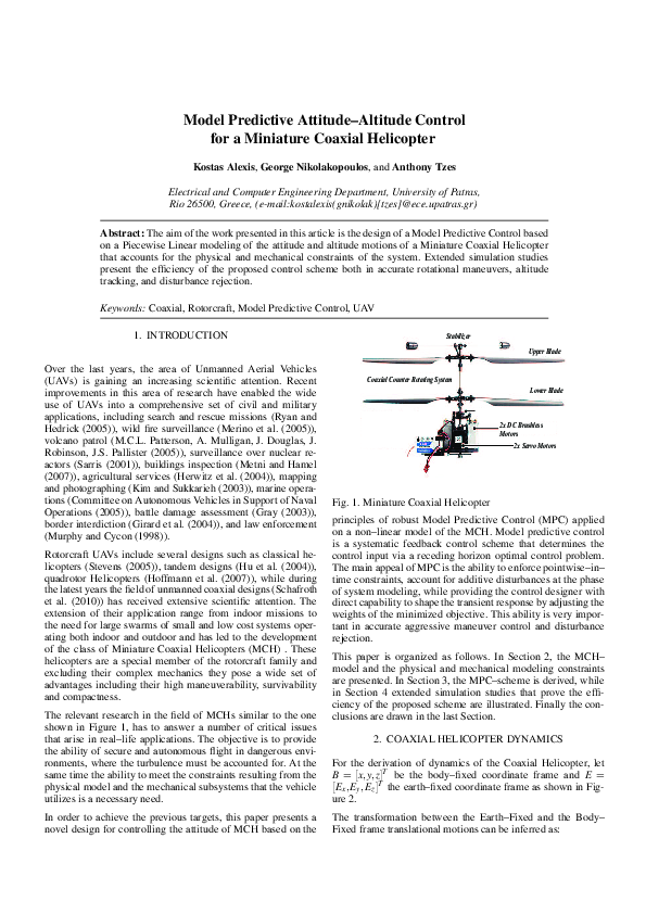 (PDF) Model Predictive Attitude–Altitude Control for a Miniature ...