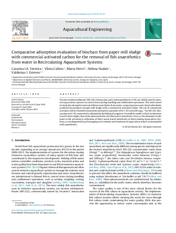 (PDF) Comparative adsorption evaluation of biochars from paper mill ...