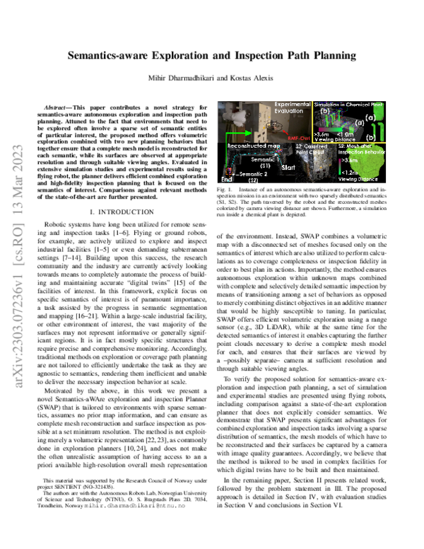 (PDF) Semantics-aware Exploration and Inspection Path Planning