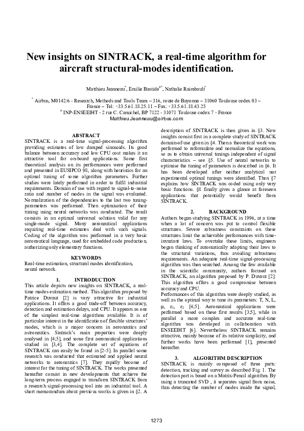 (PDF) New insights on SINTRACK, a real-time algorithm for aircraft ...